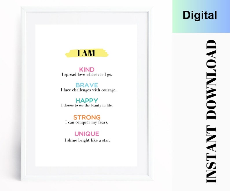 Affirmations for Kids, Classroom Posters, I Am Affirmations, Playroom ...