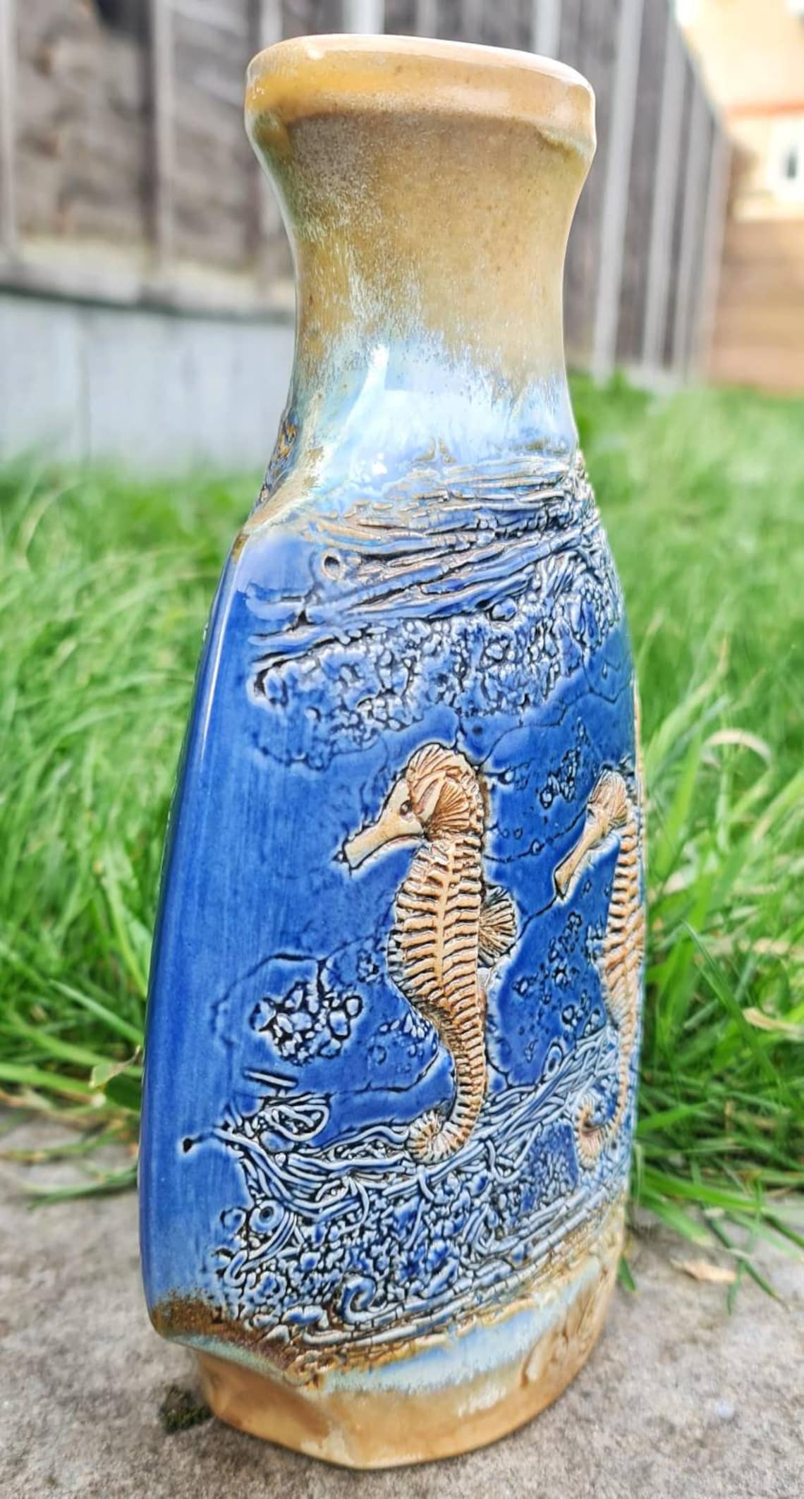 Pair of Blue Beach Ceramics Vase Nautical DecorSea theme | Etsy