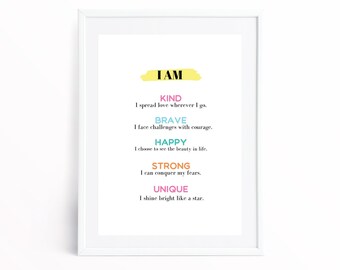 Affirmations for Kids, Classroom Posters, I Am Affirmations, Playroom ...
