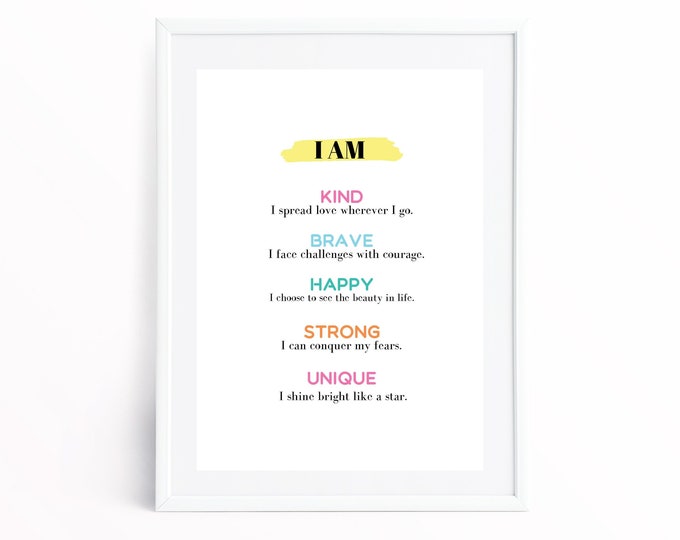 Affirmations for Kids, Classroom Posters, I Am Affirmations, Playroom ...