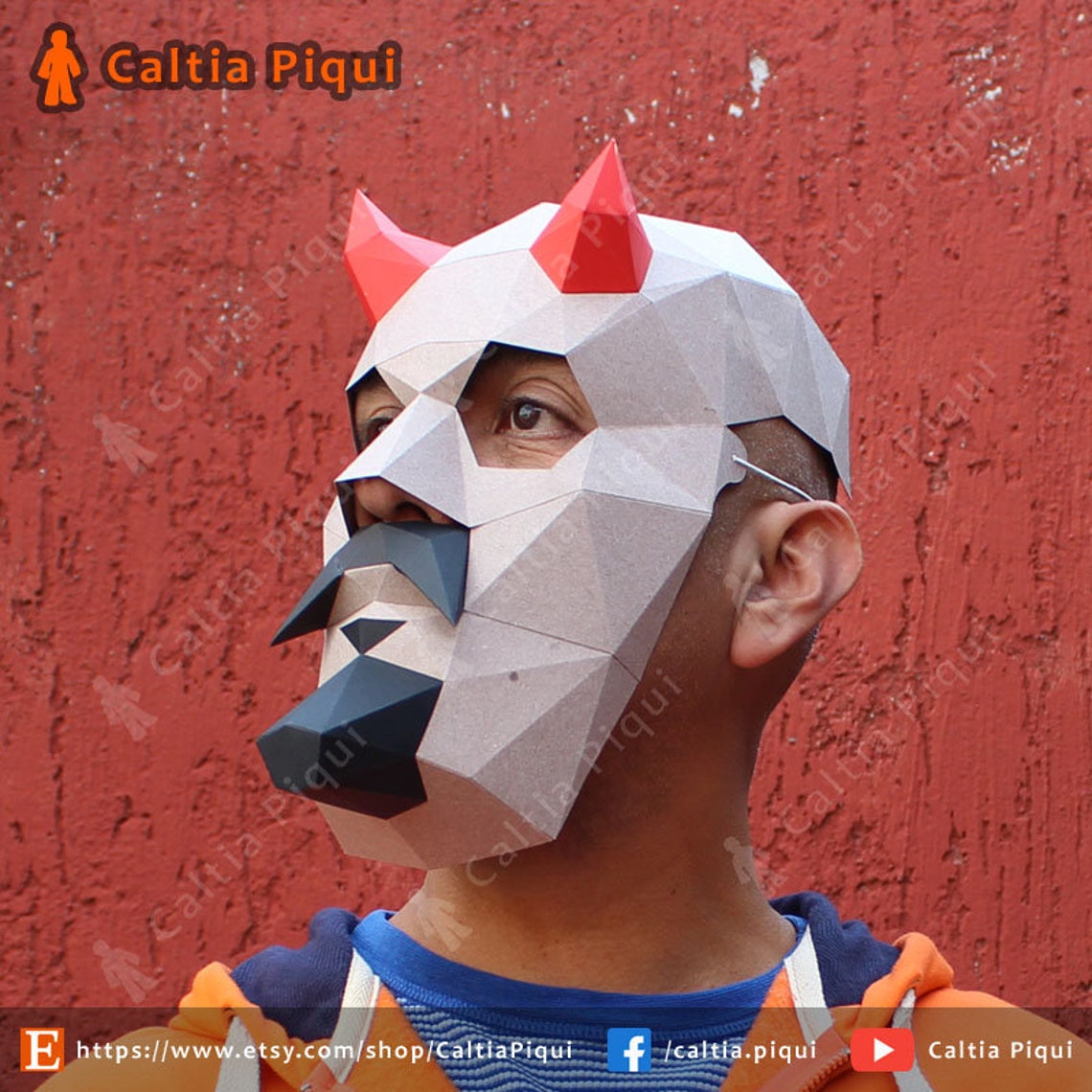 Mascara de diablo Papercraft - Etsy México