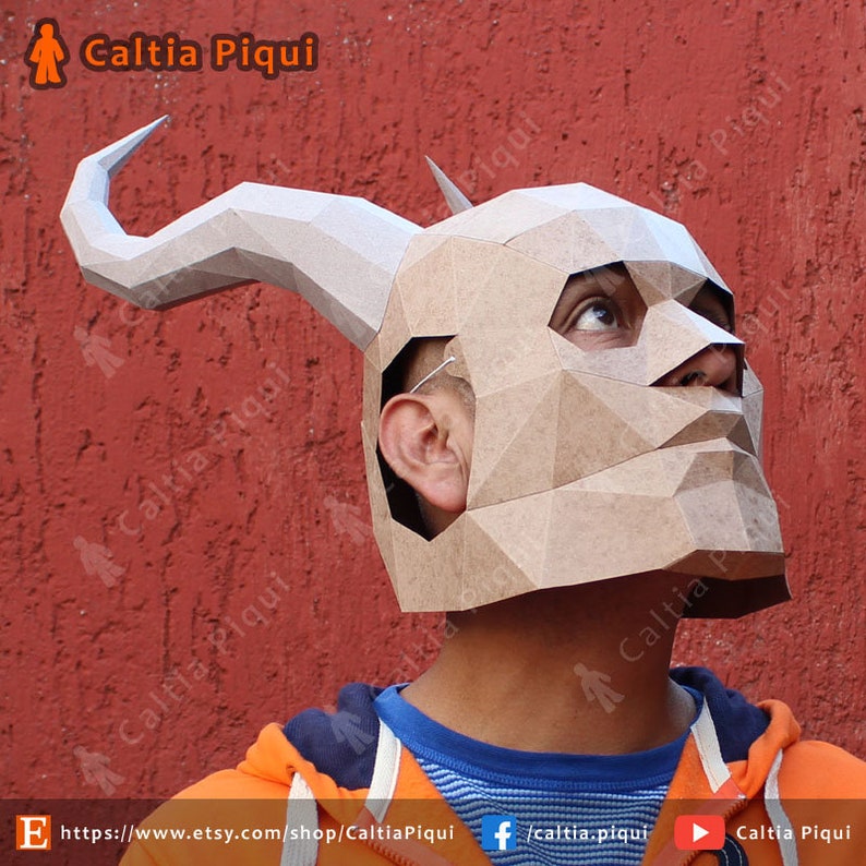 Mascara con cuernos largos - Papercraft - Etsy México