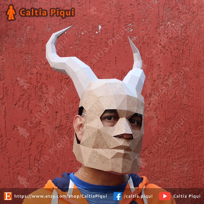 Mascara con cuernos largos Papercraft - Etsy México