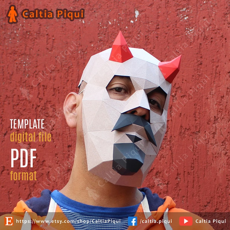 Mascara de diablo Papercraft - Etsy México