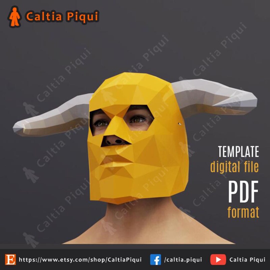 Horned Mask 6 - Papercraft - Etsy