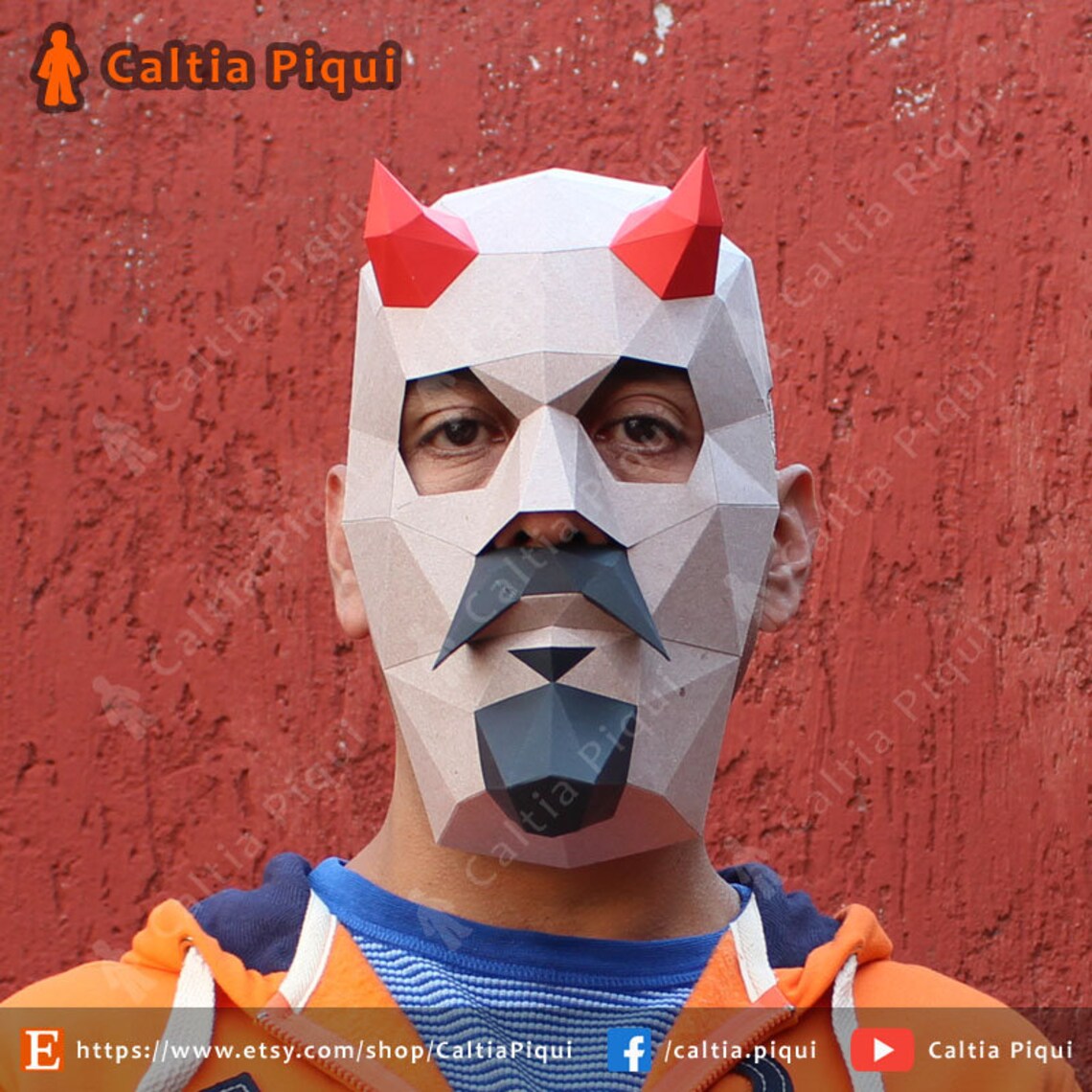 Mascara de diablo Papercraft - Etsy México