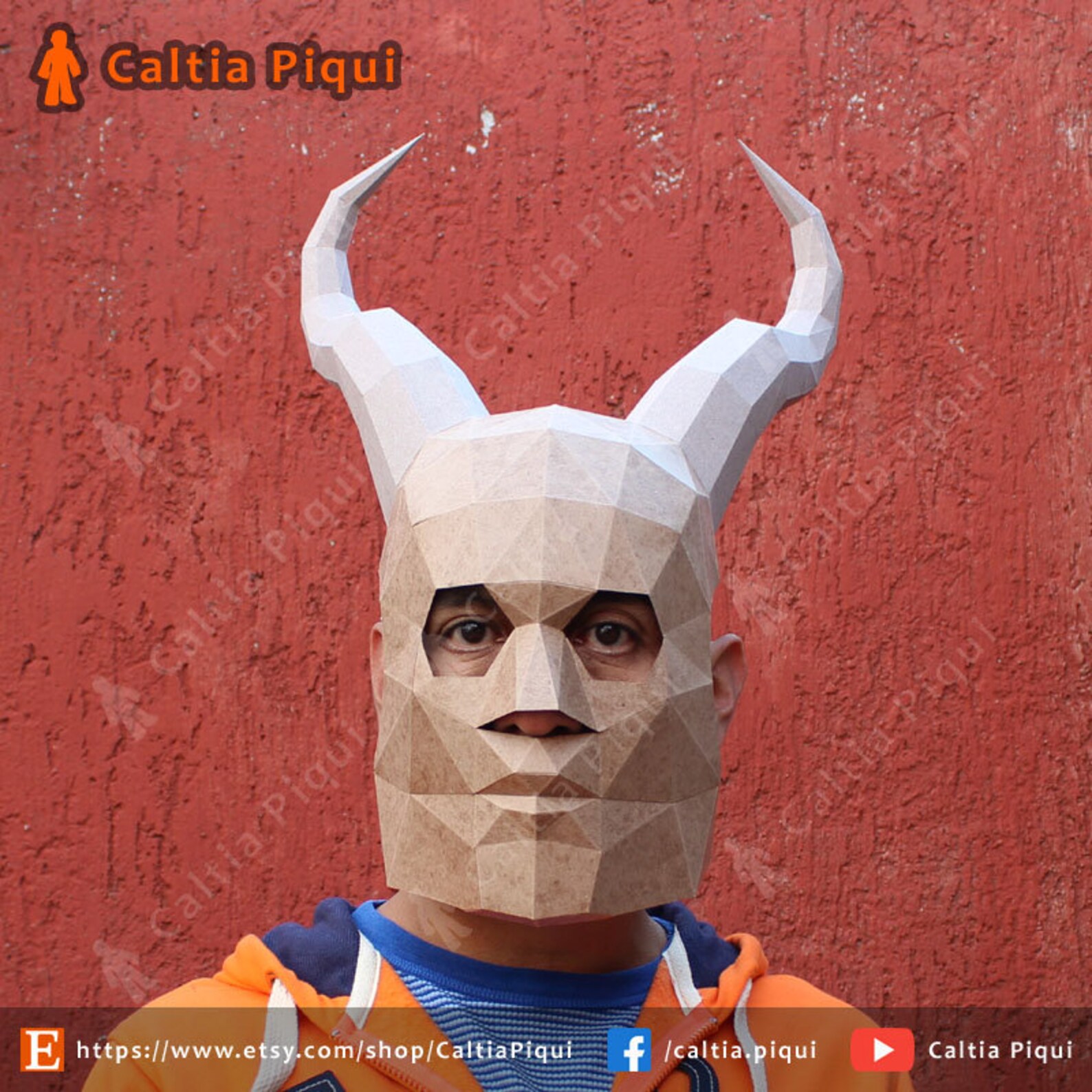 Mascara con cuernos largos - Papercraft - Etsy México