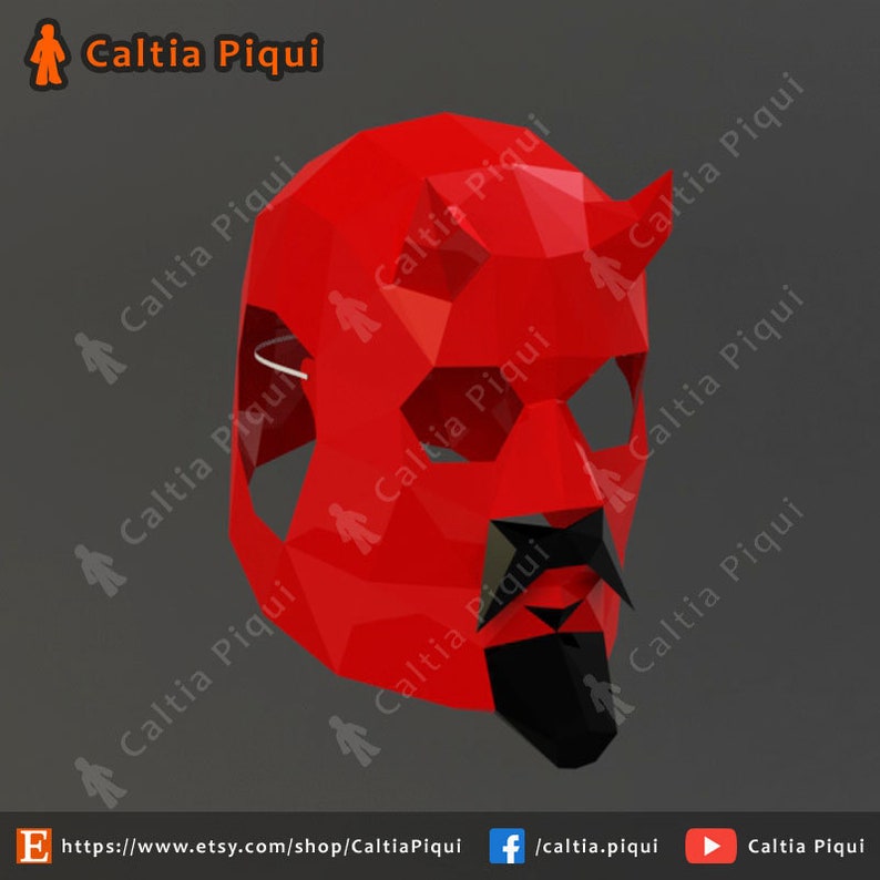 Mascara de diablo completa - Papercraft - Etsy México