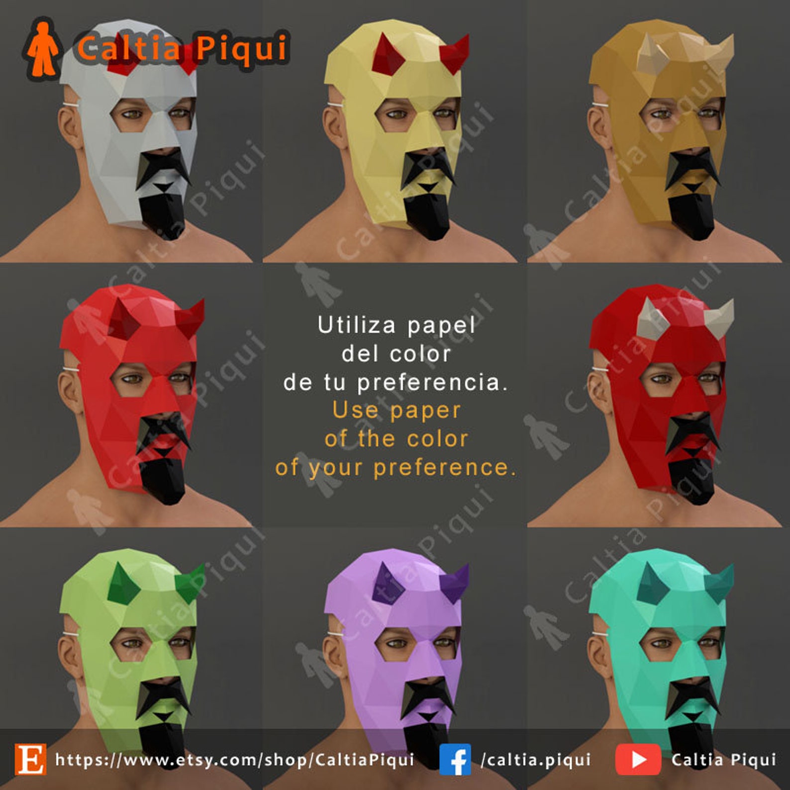 Mascara de diablo Papercraft - Etsy México