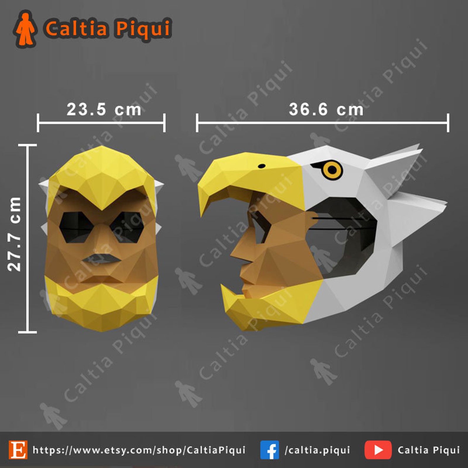 Mascara de guerrero águila papercraft - Etsy México
