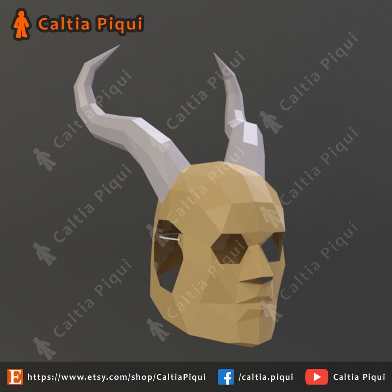 Mascara con cuernos largos - Papercraft - Etsy México