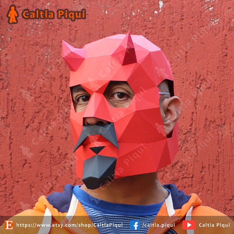 Mascara de diablo completa - Papercraft - Etsy México