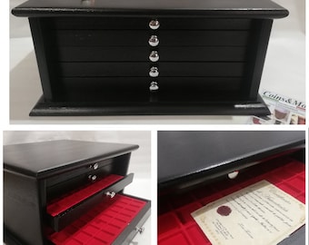 Coin Cabinet in Real Wood Color Mahogany 151 Drawers - Etsy
