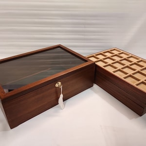 Wooden Coin Box With 5 Numismatic Trays in Italian Velvet. Customizable ...