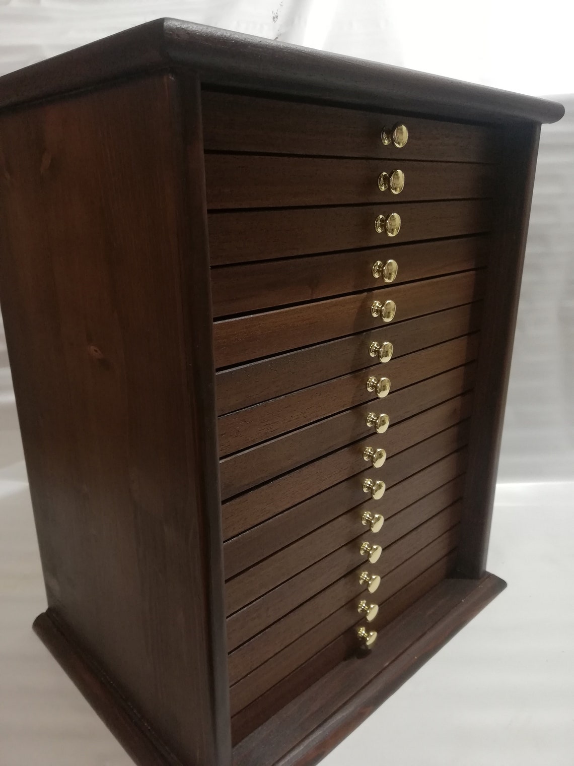 Coin Cabinet Coin Cabinet in Real Wood Color Walnut 15 Drawers - Etsy
