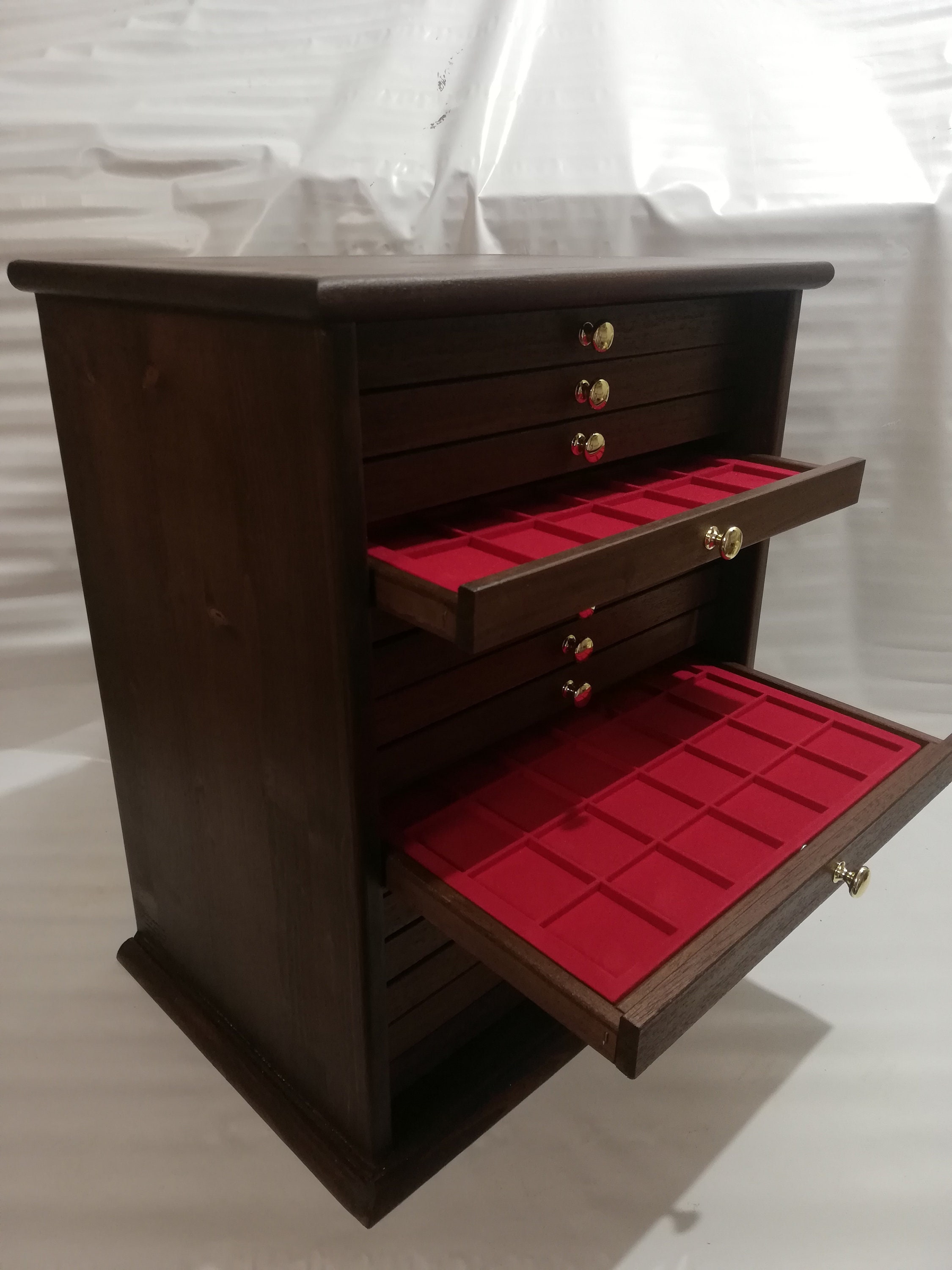 Coin Cabinet Coin Cabinet in Real Wood Color Walnut 15 Drawers - Etsy ...