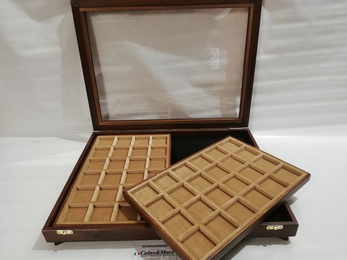 Showcase Display Case in Wood and Glass With Two Trays in - Etsy