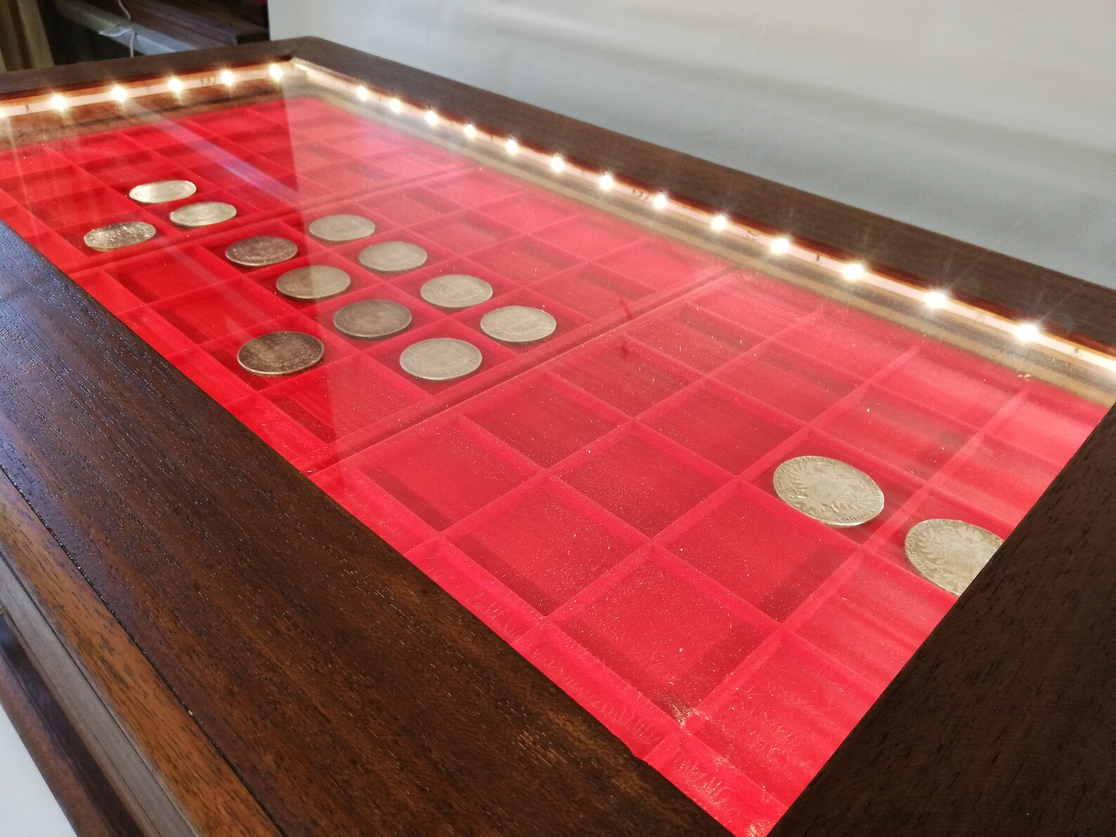 Large Coin Cabinet With 10 Drawers in Flocked Red or Italian - Etsy