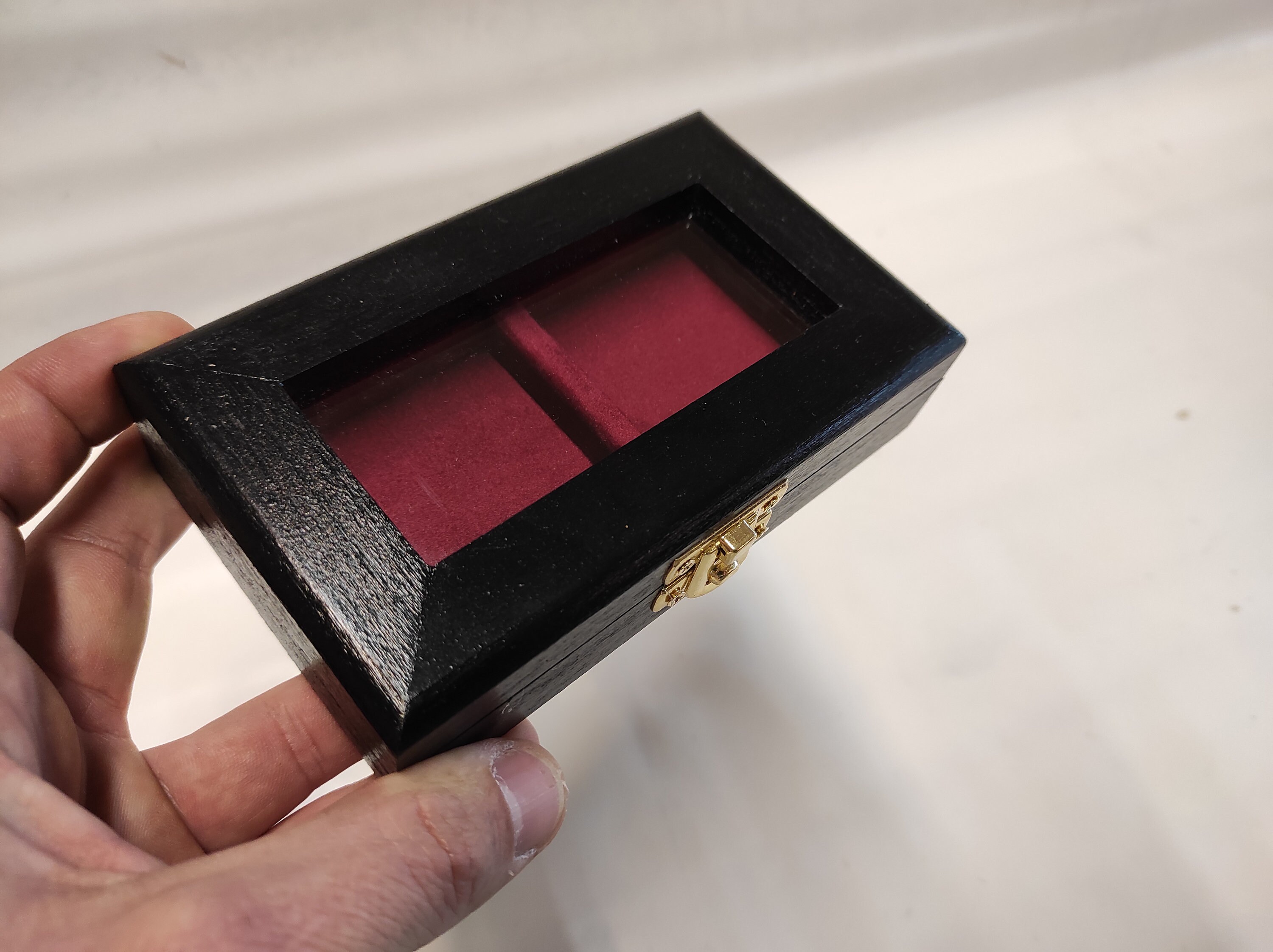 Wooden Box Case 2 Squares 50x50mm in Italian Velvet Real Wood - Etsy