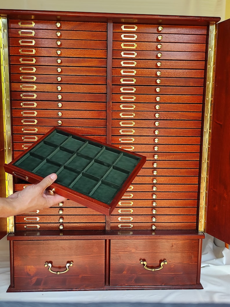 Coin Cabinet With 50 Drawers in Real Wood and High Quality | Etsy