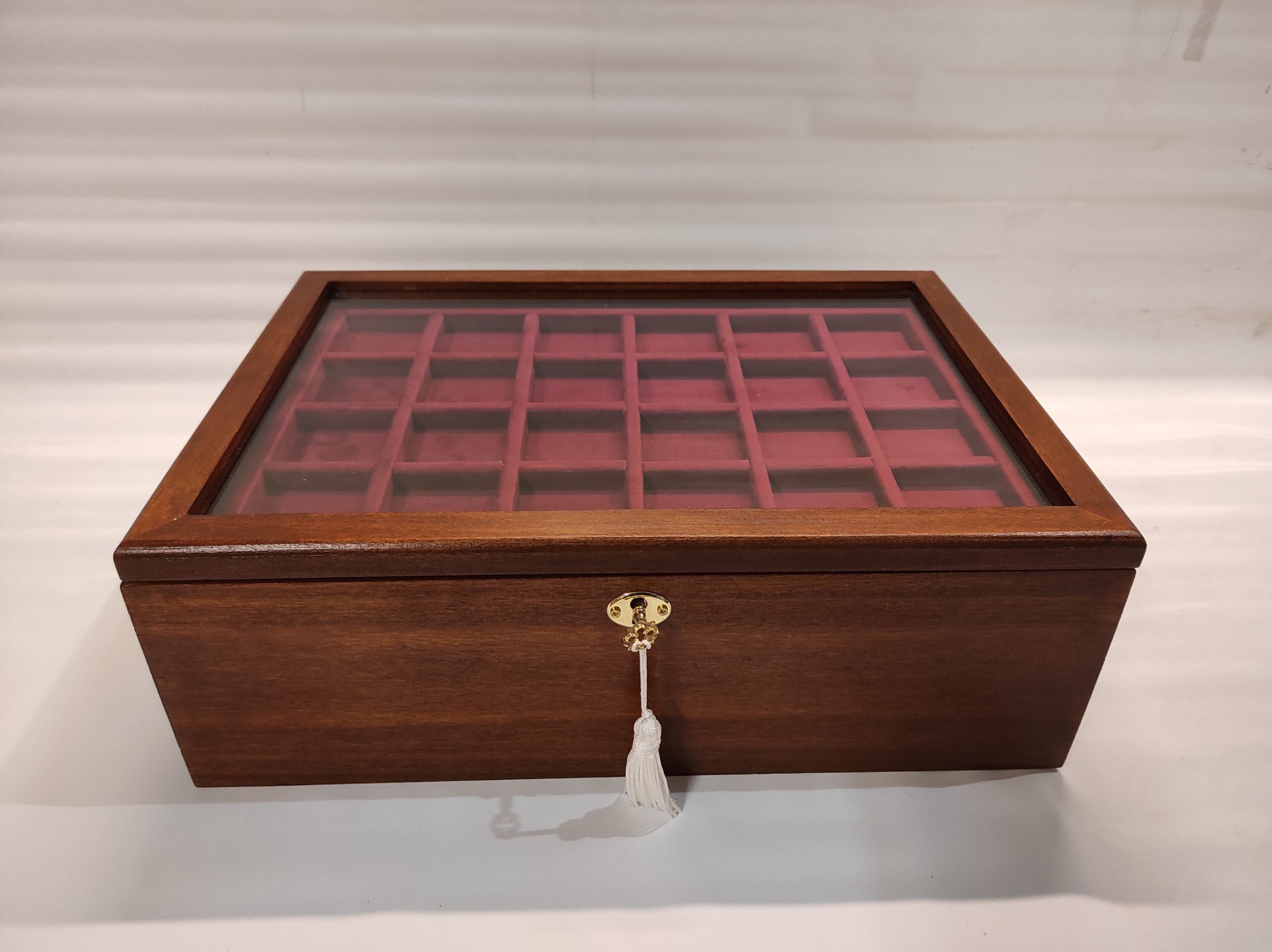 Wooden Coin Box With 5 Numismatic Trays in Italian Velvet. Customizable ...