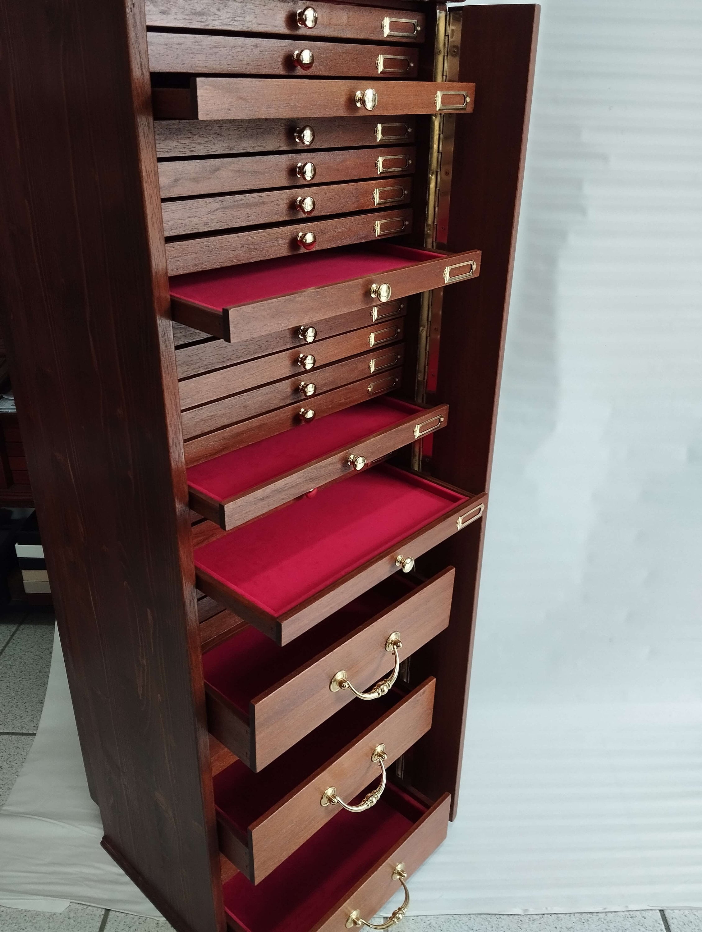 Coin Cabinet 20+5 Drawers Coin Cabinet in Real Wood and Italian Velvet ...