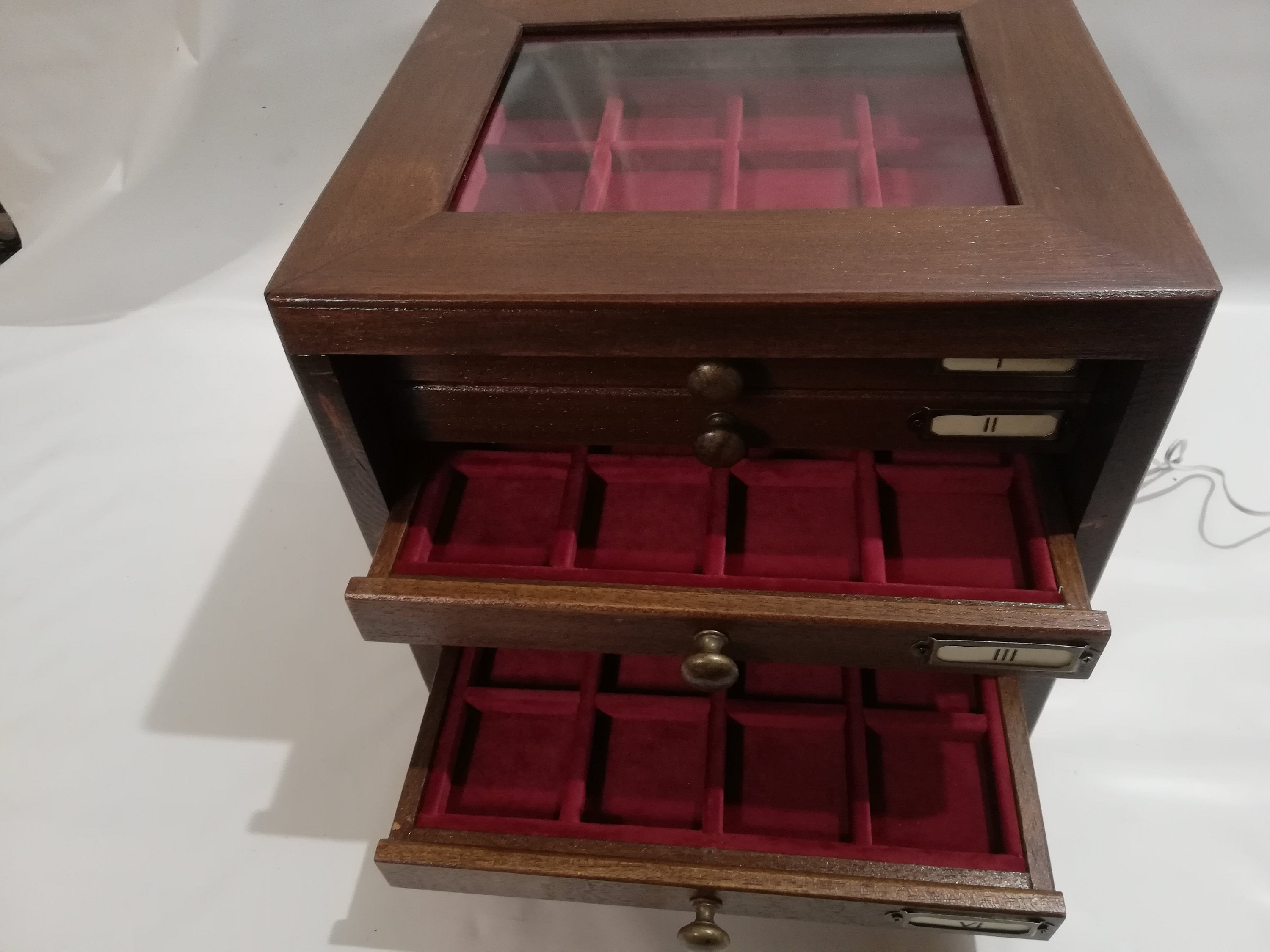 Coin Cabinet 7 Drawers in Real Wood and Italian First Choince Velvet ...