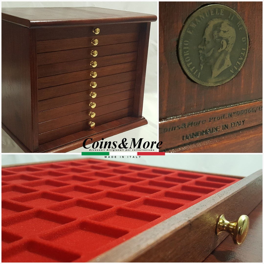 Coin Cabinet in Real Wood Color Mahogany 10 Drawers - Etsy
