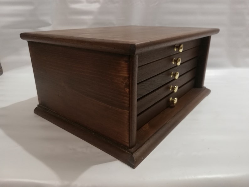 Coin Cabinet Coin Cabinet in Real Wood Color Walnut 5 Drawers - Etsy