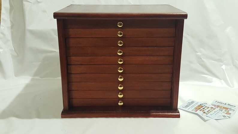Coin Cabinet in Real Wood Color Mahogany 10 Drawers - Etsy