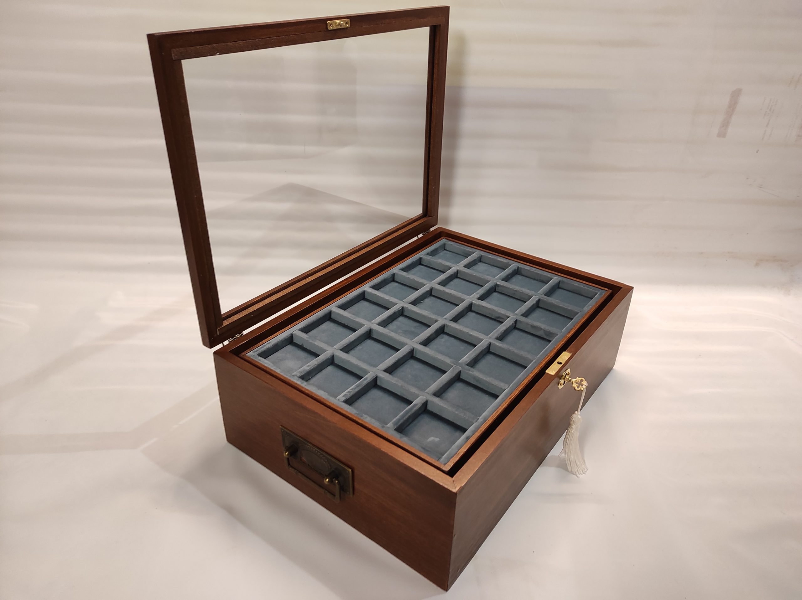 Wooden Coin Box With 5 Numismatic Trays in Italian Velvet. Customizable ...