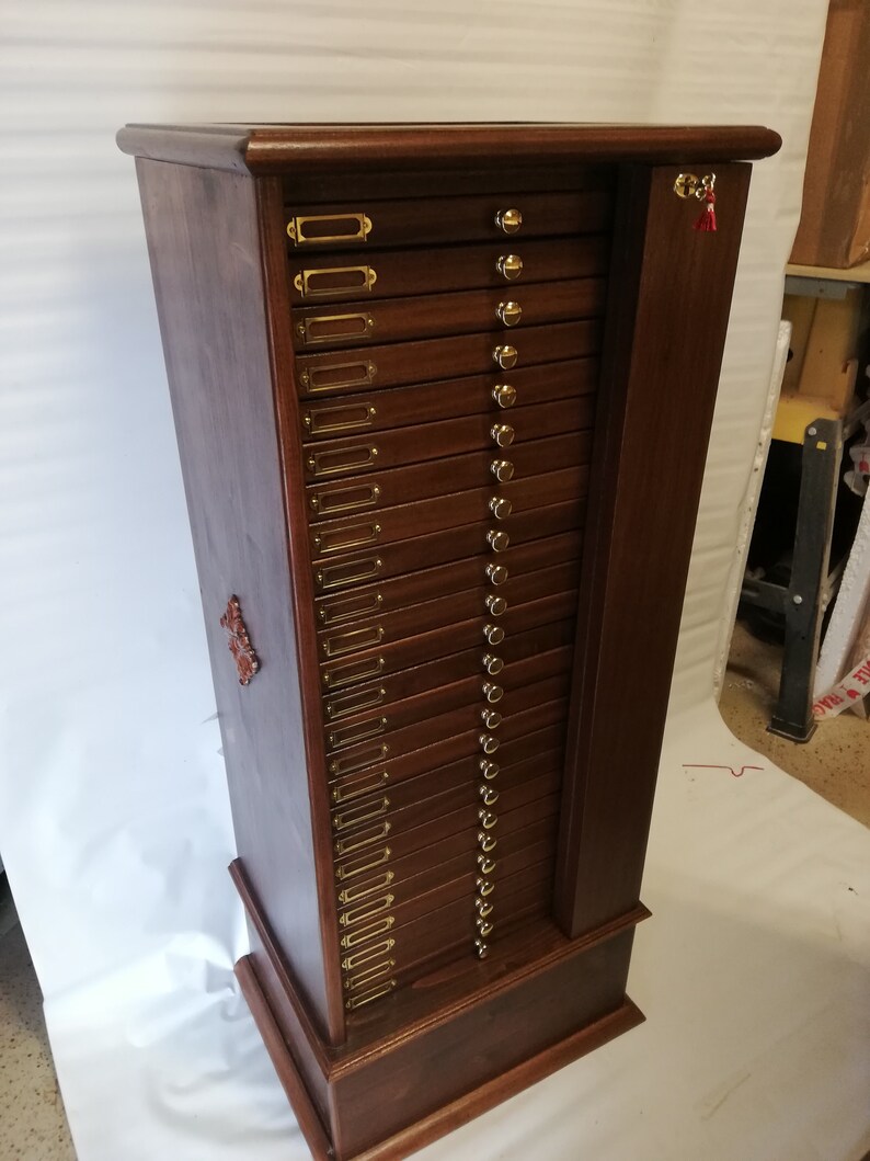 Coin Cabinet 25 Drawers in Real Wood and Italian Velvet of First Choice ...