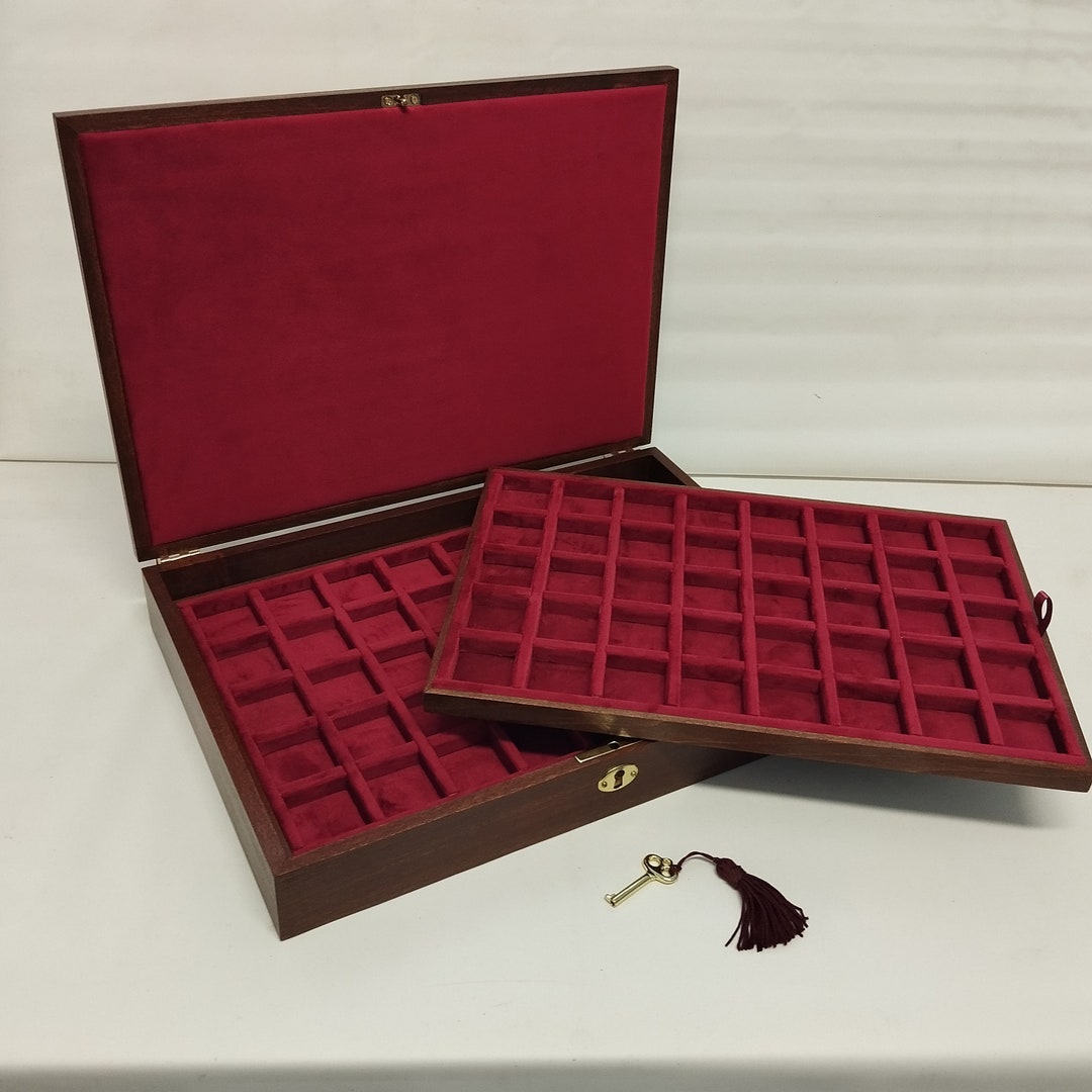 Customizable Coins Medals Box - 2 Italian Velvet Trays Included - - Etsy