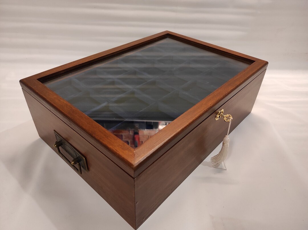 Wooden Coin Box With 5 Numismatic Trays in Italian Velvet. Customizable ...