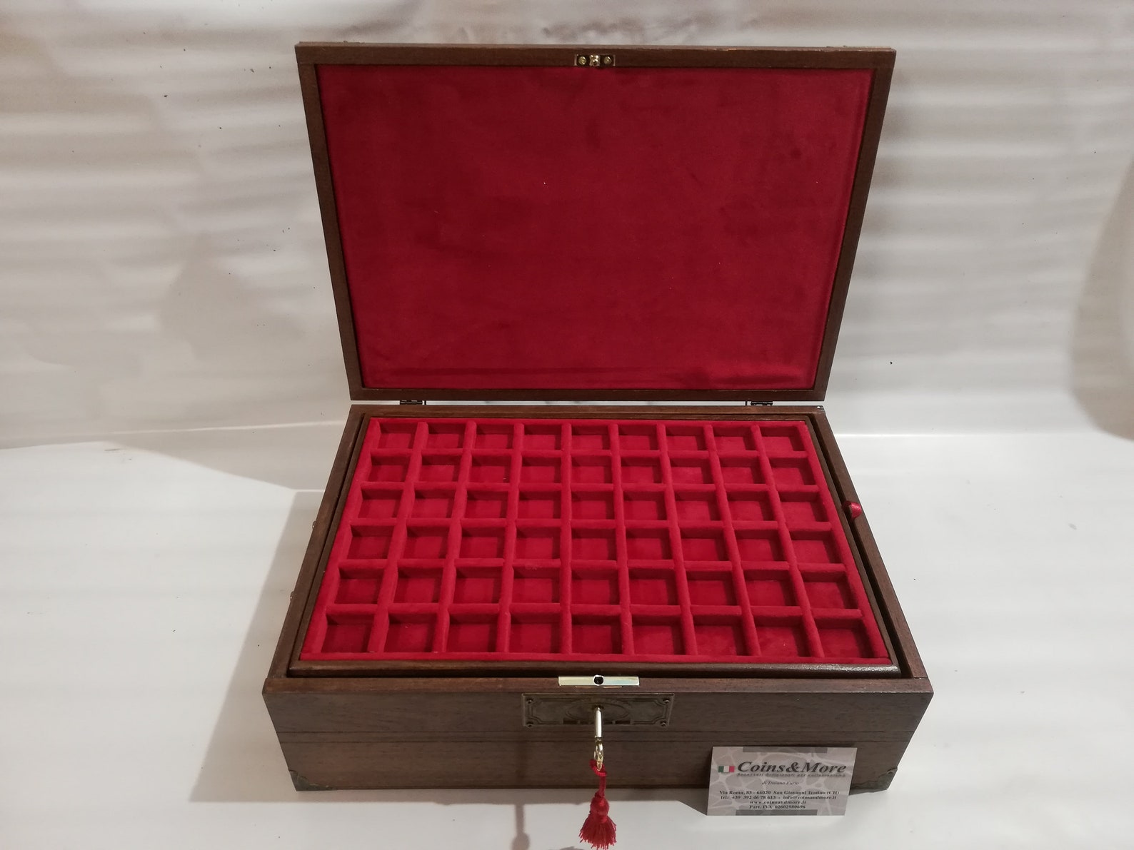 Wooden Coin Box With 4 Trays in Italian Velvet Handmade Customizable ...
