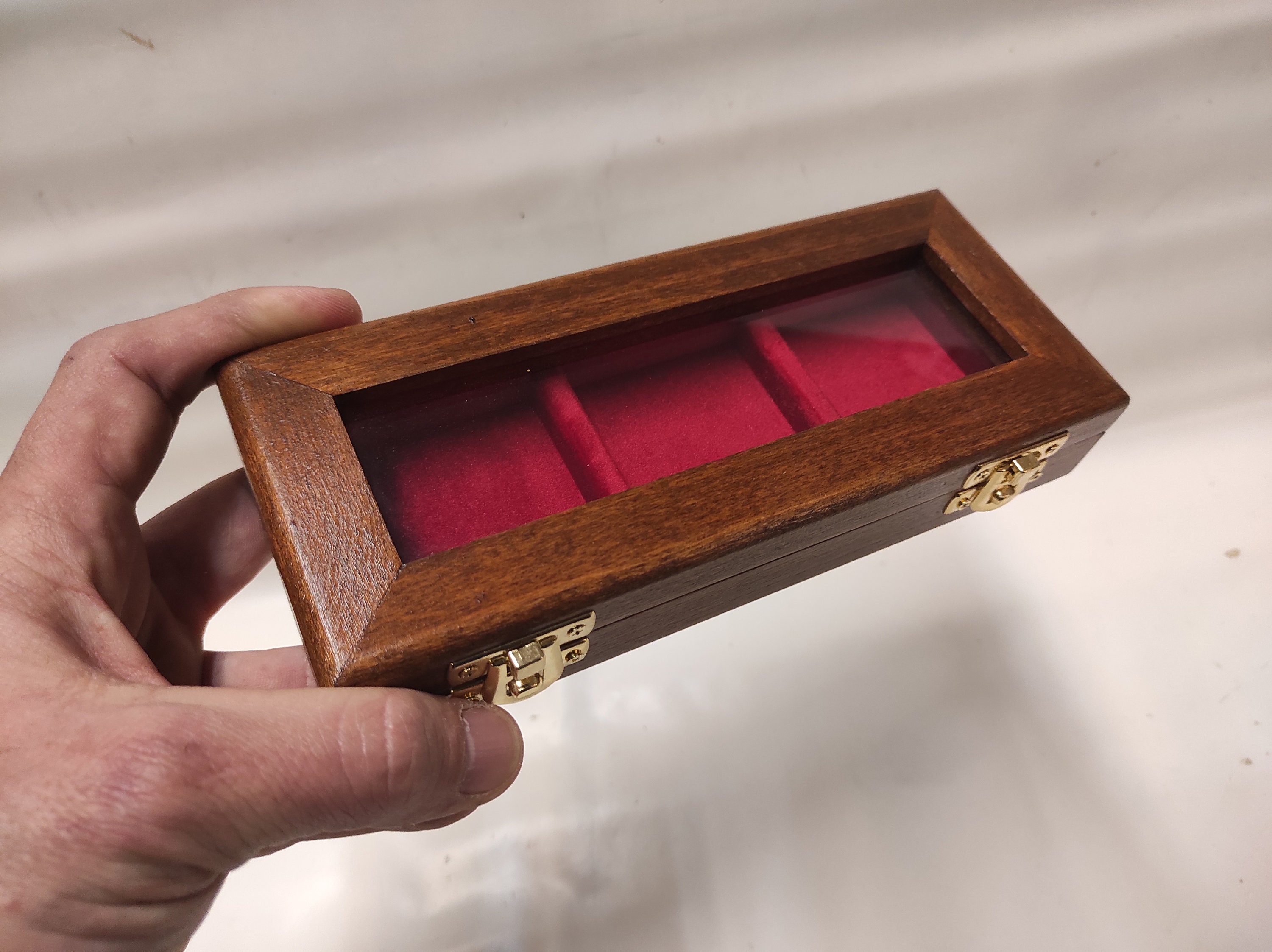 Wooden Box Case 3 Squares 50x50mm in Italian Velvet Color of | Etsy