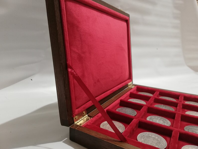 Wooden Case for Coins 12 Boxes 50 X 50 Mm in Italian Velvet RED - Etsy