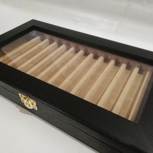 Pen Holder Box, Wood and Velvet Case Display for 13 Fountain Pens ...