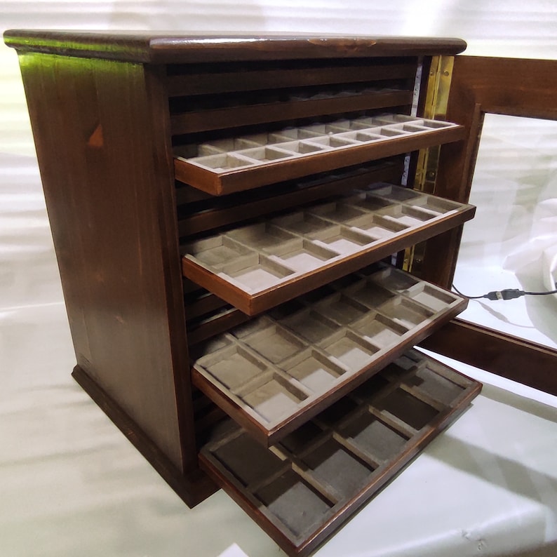 Cabinet for 14 Numismatic Trays - Coin Cabinets With Glass and Lock - Etsy