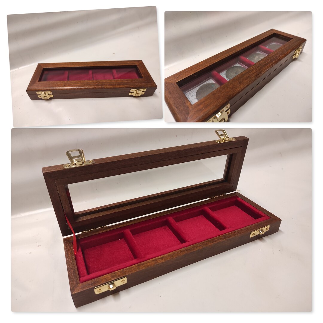 Wooden Box Case 4 Squares 50x50mm in Italian Velvet, Color of Your ...