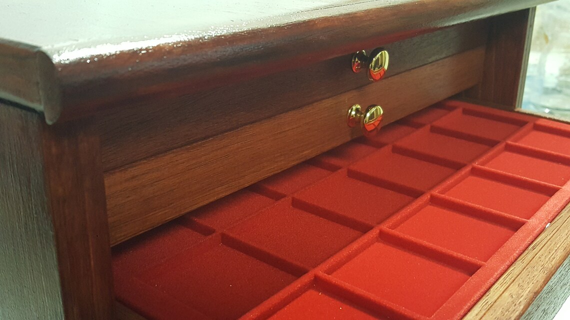 Coin Cabinet in Real Wood Color Mahogany 10 Drawers - Etsy