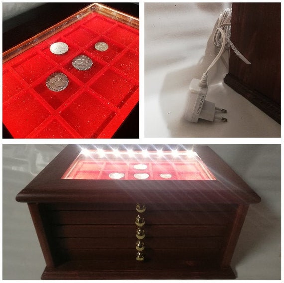 Coin Cabinet in Real Wood Color Mahogany 5 Drawers | Etsy