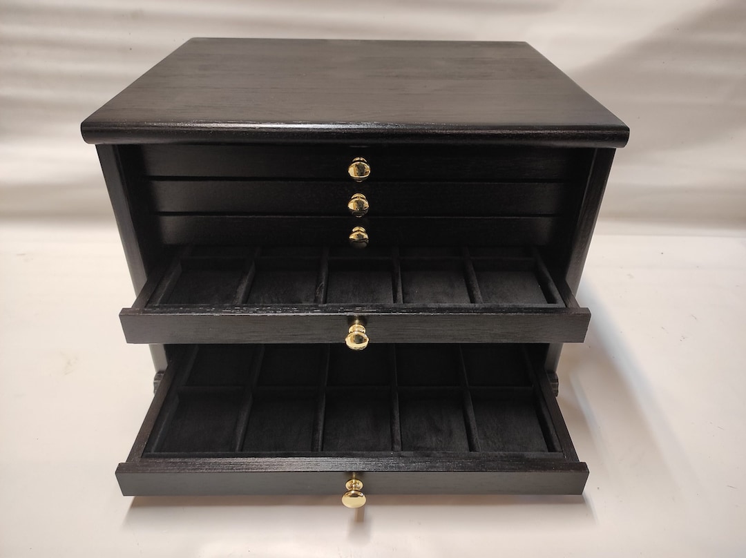 Coin Cabinet in Real Wood and High Quality Italian Velvet, All Handmade ...