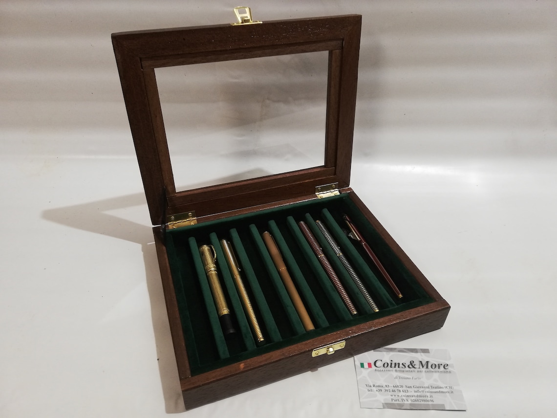 Pen Holder Box Wood and Velvet Case Display for Fountain - Etsy