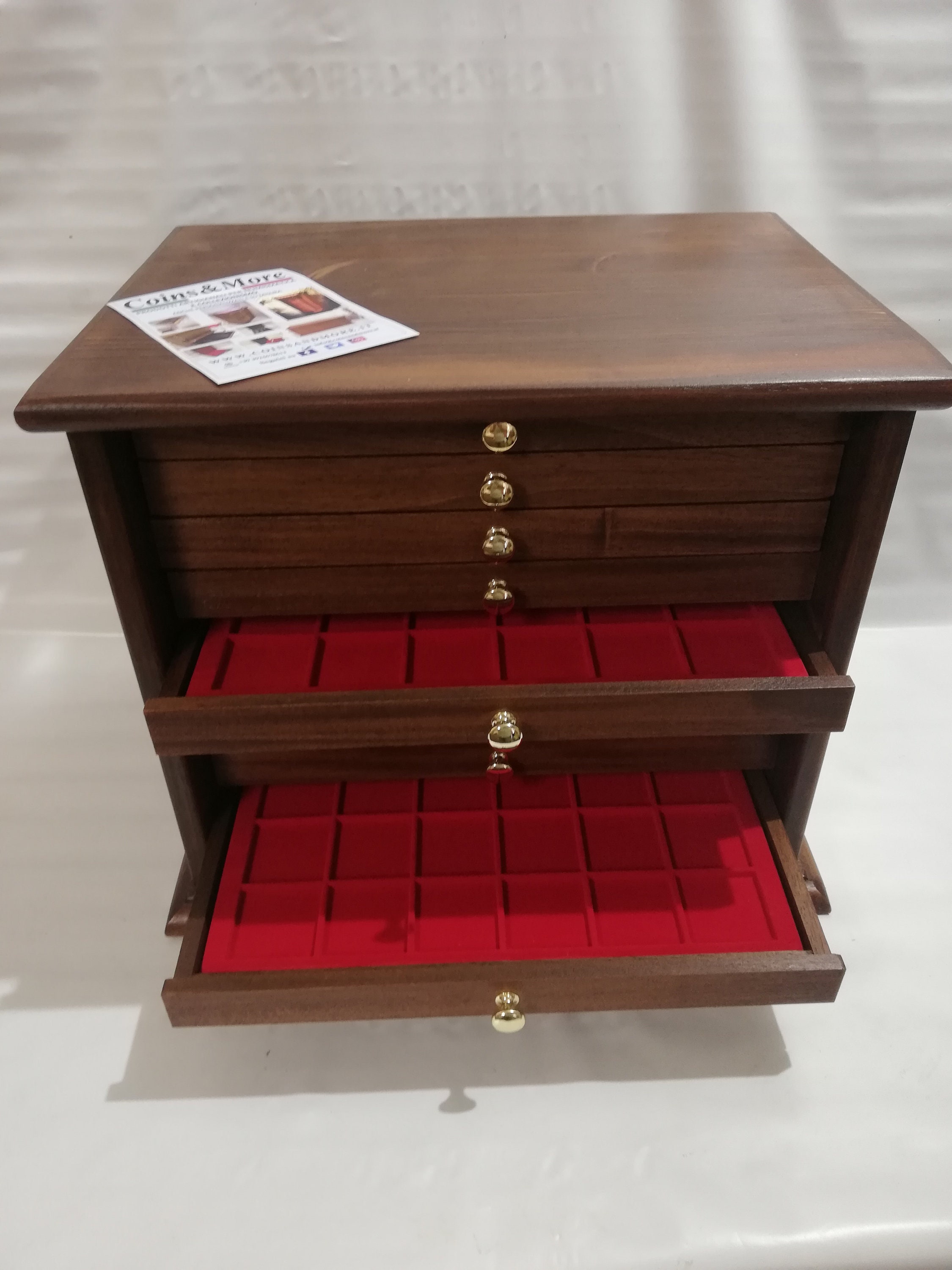 Coin Cabinet Coin Cabinet in Real Wood Color Walnut 10 Drawers - Etsy