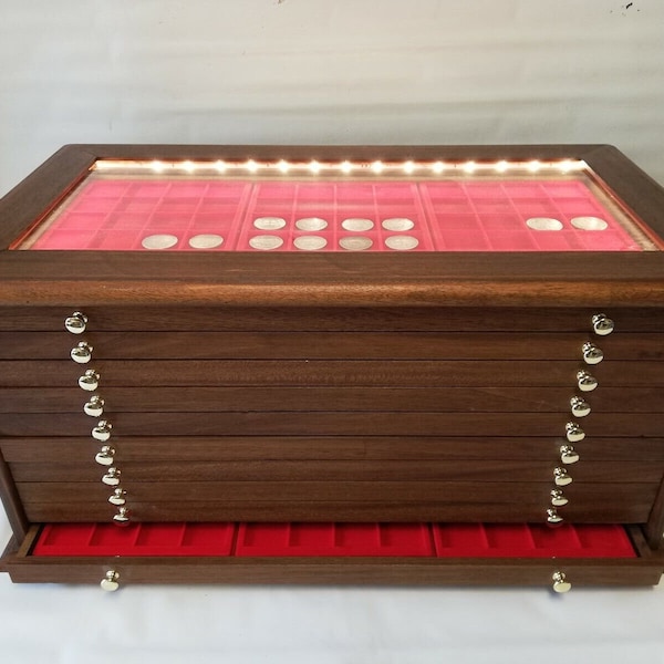 Large Wooden Coin Cabinet - Etsy