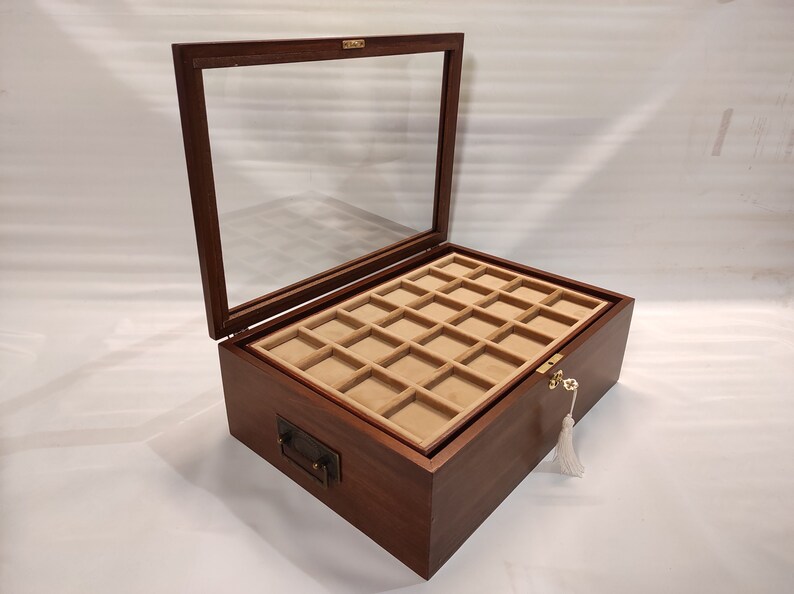 Wooden Coin Box With 5 Numismatic Trays in Italian Velvet. Customizable ...