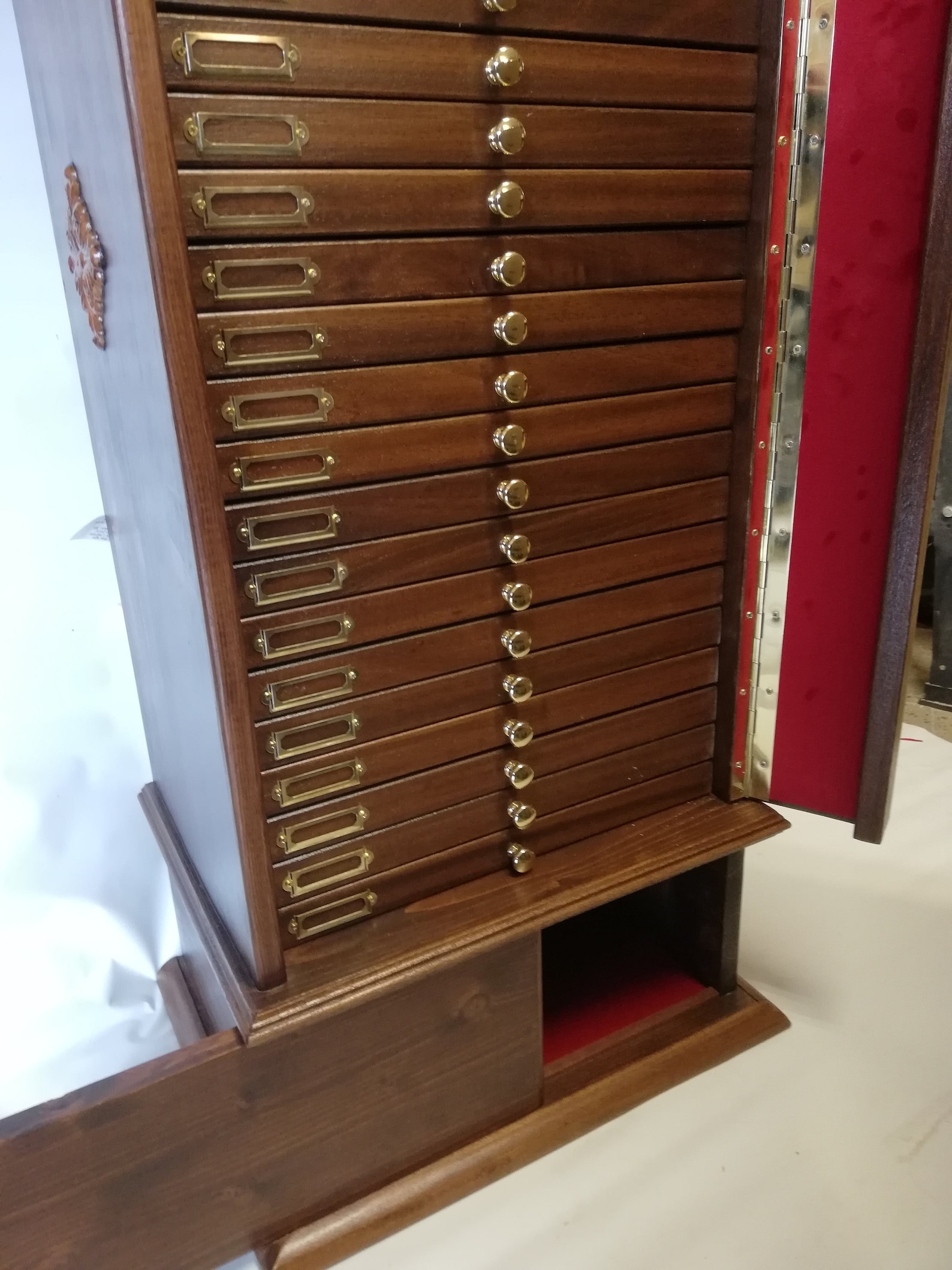 Coin Cabinet 25 Drawers in Real Wood and Italian Velvet of | Etsy