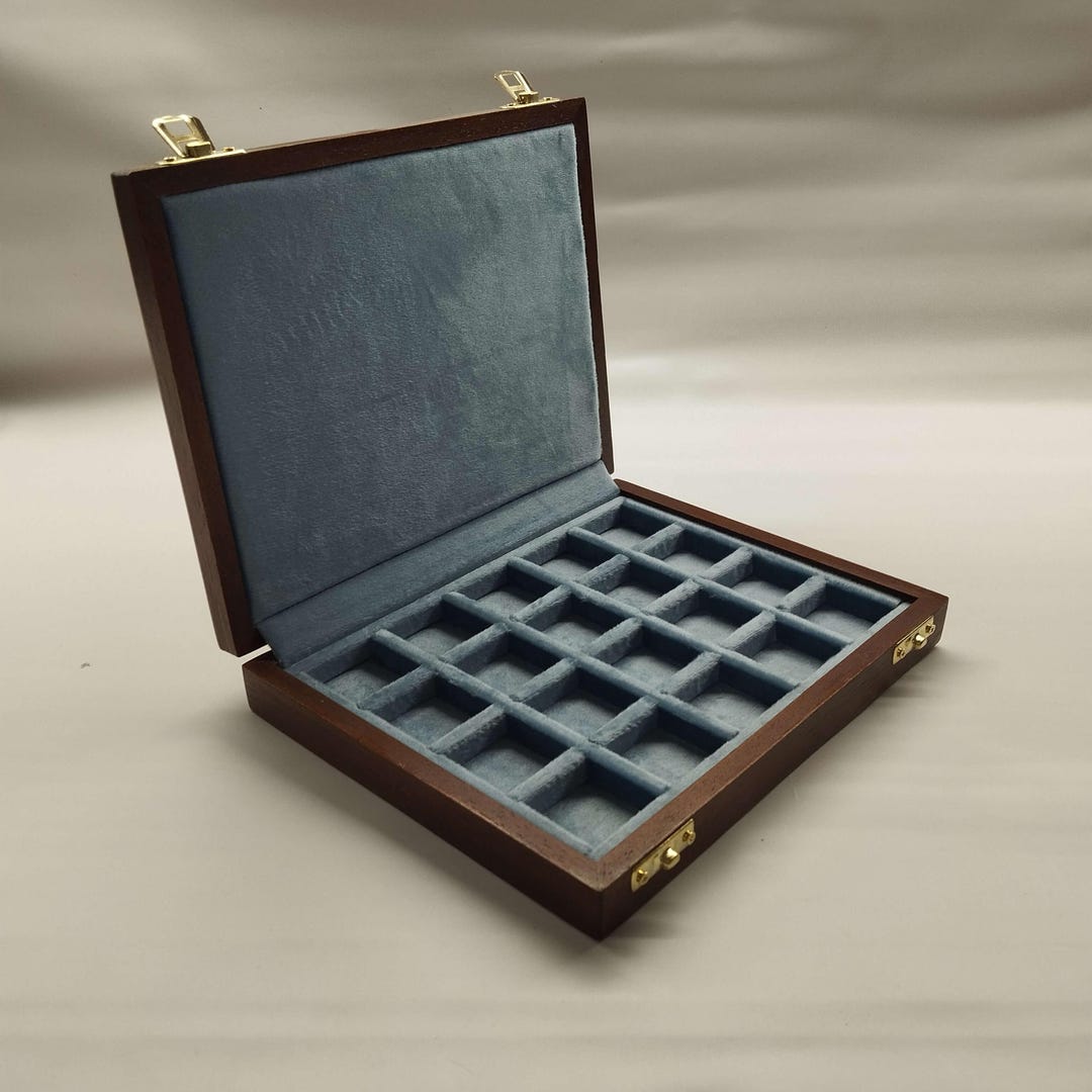 Handmade Coin Box in Solid Wood – 20 Slots (30x30 Mm) – Italian ...