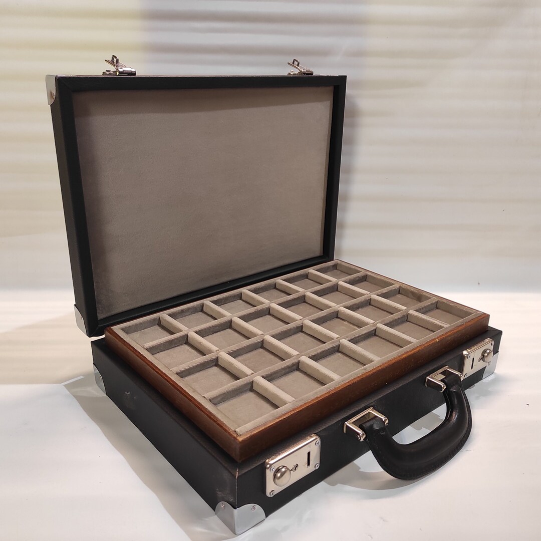 Portable Suitcase for Coins Briefcase Brown Leatherette, Including 3 ...